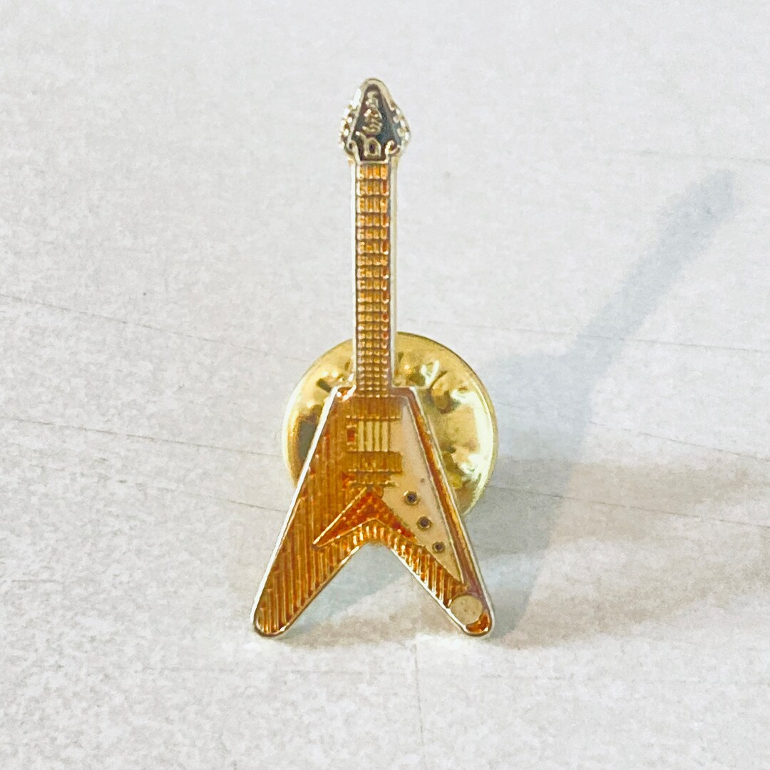 Vintage FLYING V Gibson Electric Guitar Bar Pin, Enamel Pin, Lapel, Hat ...