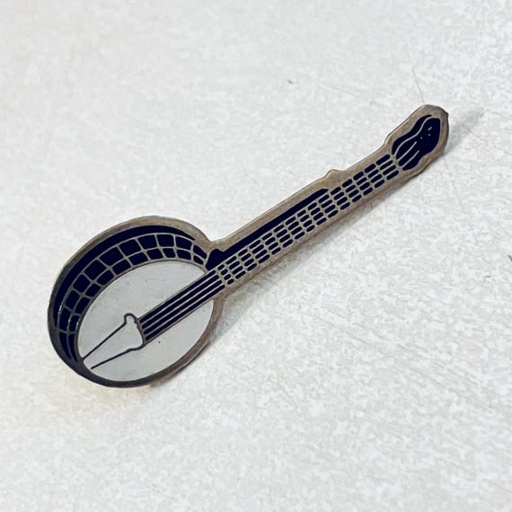 Vintage BANJO Bluegrass Pin, Enamel Pin, Lapel, Hat, … - Gem