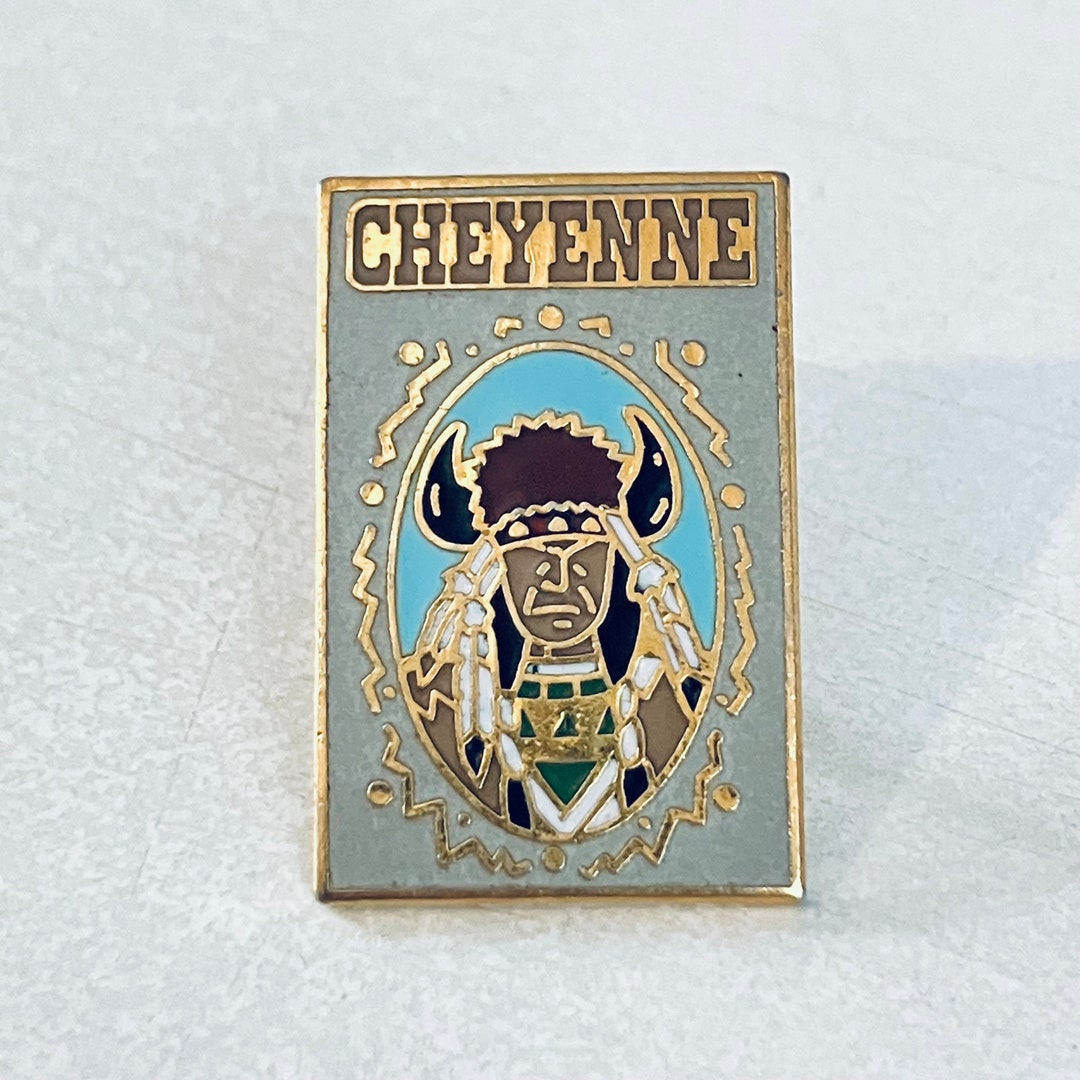 Vintage CHEYENNE Native American Lapel Pin, Enamel, Pin Back, Hat Pin ...