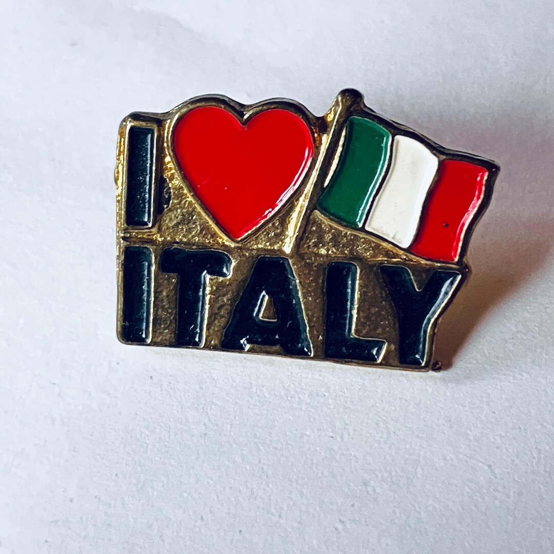 Vintage I LOVE ITALY Italian Flag Lapel Pin, Enamel, Pinback, Hat Pin ...
