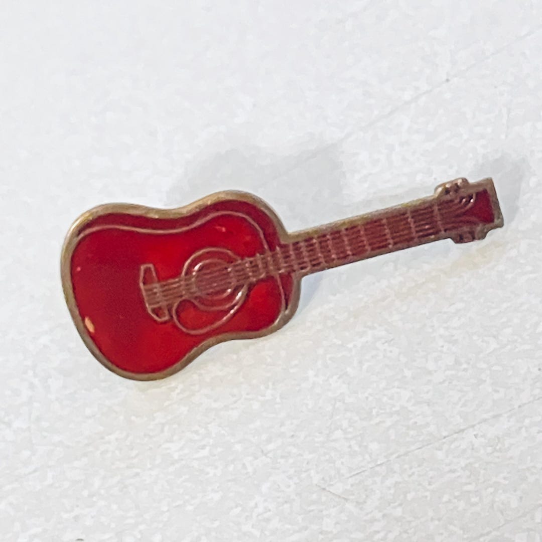 Vintage Acoustic Guitar Lapel Pin, Enamel Pin, Pinback, Hat Pin ...