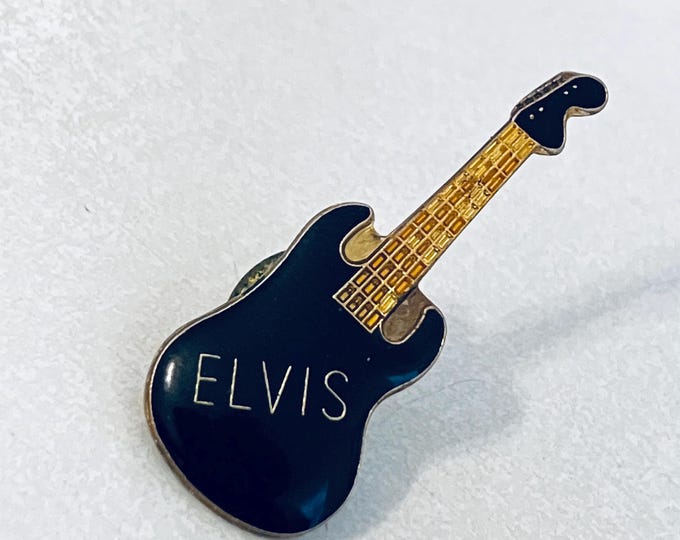 Vintage ELVIS Black Guitar Rock N Roll Pin, Enamel, Lapel, Hat, Pinback ...