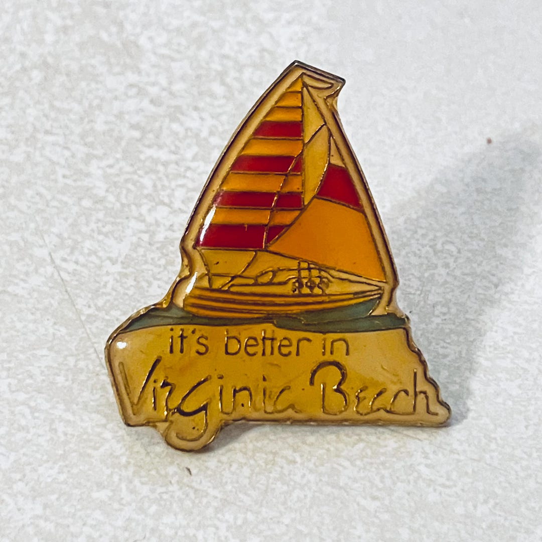 Vintage VIRGINIA BEACH Sailboat Lapel Pin, Enamel Pin, Pinback, Hat Pin ...