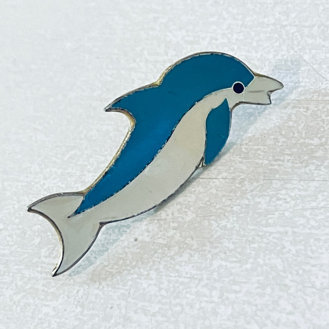 Vintage DOLPHIN Cute Lapel Pin, Enamel Pin, Pinback, Hat Pin, Sharks ...