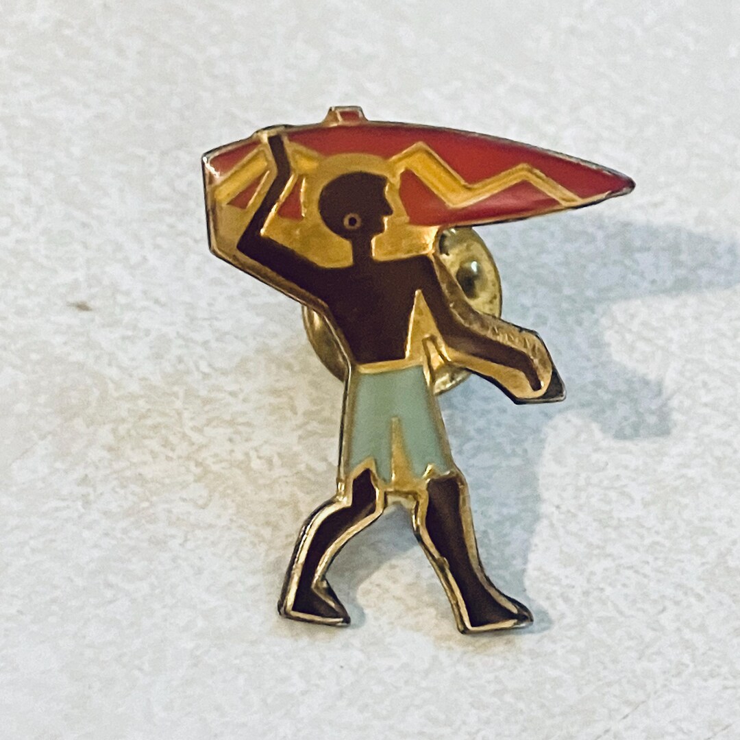 Vintage SURFER DUDE Lapel Pin, Enamel Pin, Pinback, Hat Pin, Surfing ...