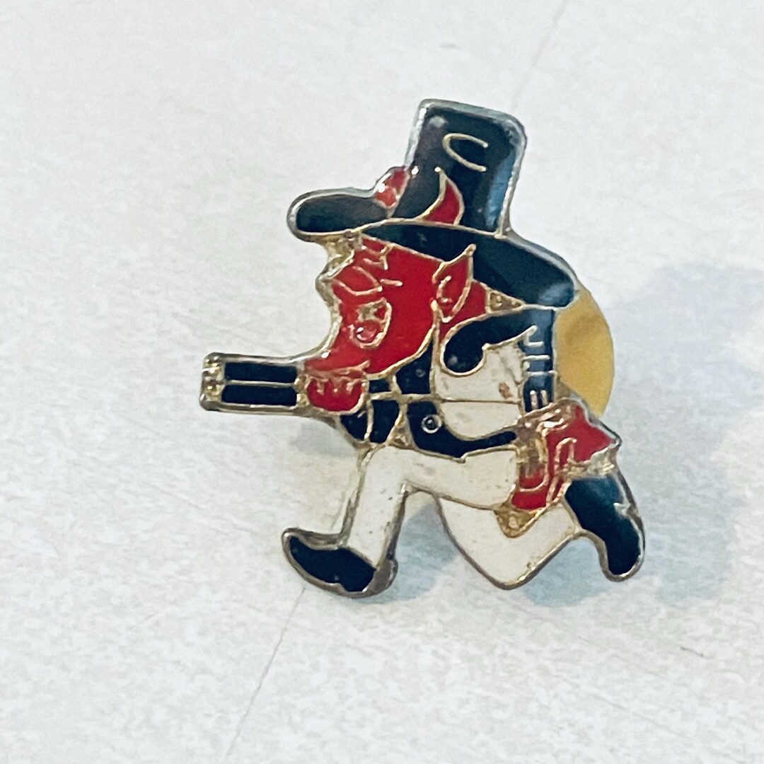 Vintage RUNNING RED DEVIL Lapel Pin, Enamel, Pin Back, Hat Pin, 80s ...