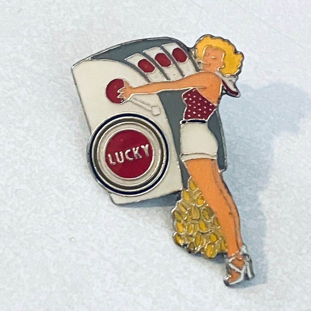 Vintage LUCKY STRIKE Pin-up Girl Slot Machine Lapel Pin, Enamel, Pin ...