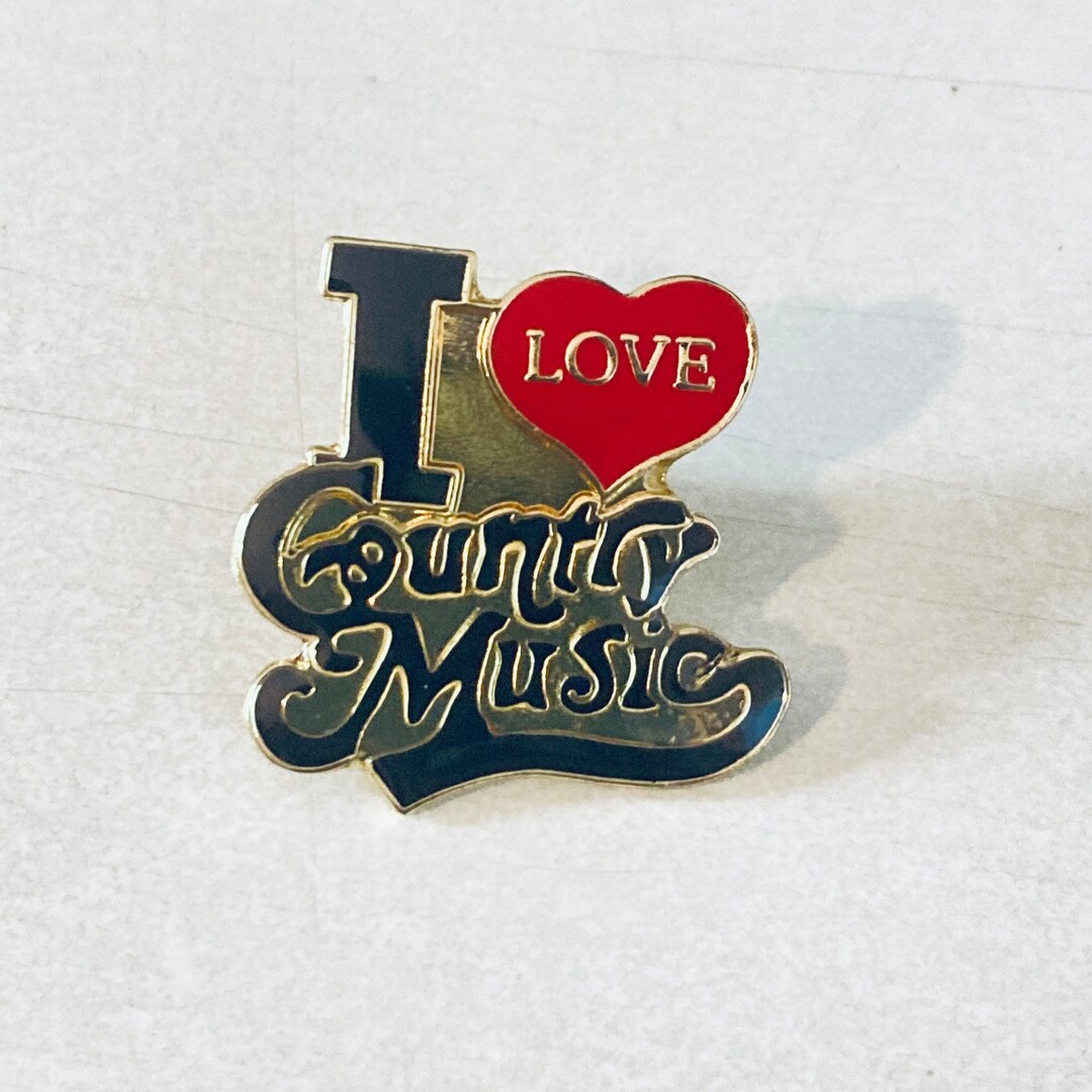 Vintage I LOVE COUNTRY MUSIC Pin, Enamel Pin, Lapel, Hat, Pinback ...