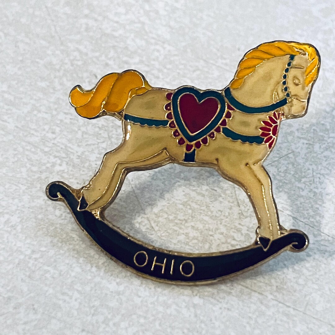 Vintage OHIO Rocking Horse Lapel Pin, Enamel Pin, Pinback, Buckeyes ...