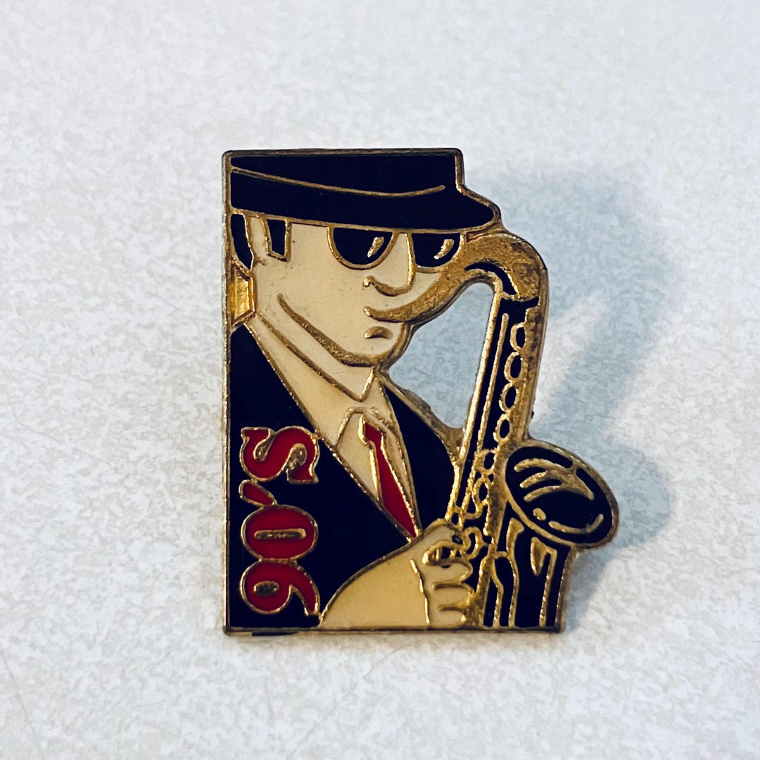 Vintage 90's SAXOPHONE MAN Lapel Pin, Enamel Pin, Pinback, Hat Pin, Sax ...