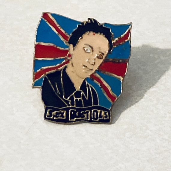 Vintage Sex Pistols Johnny Rotten Lapel Pin Enamel P Gem