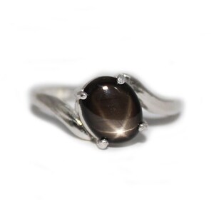 Genuine Black Star Sapphire Ring Sterling Silver 925 / Bypass-style - Etsy