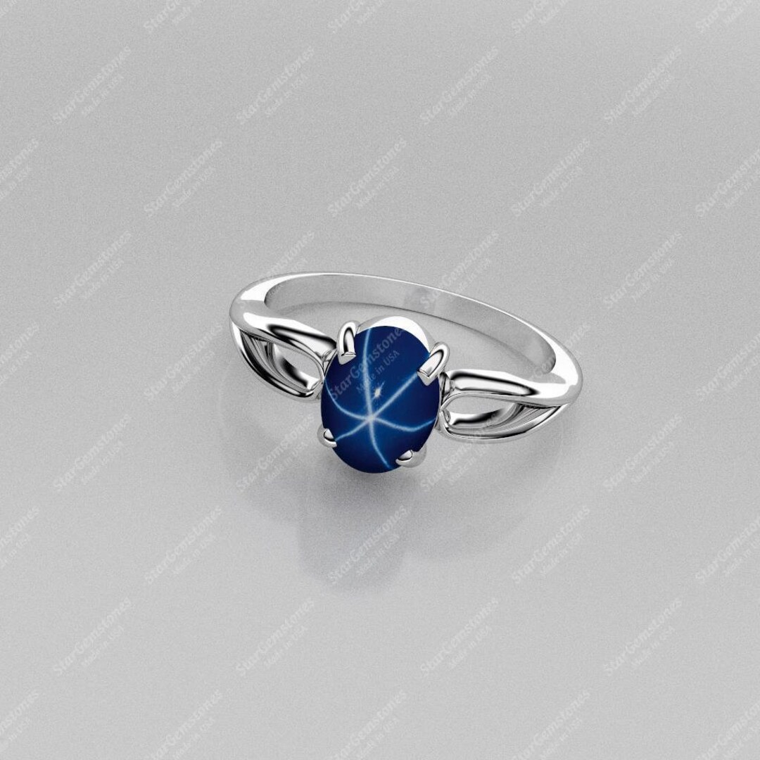Cornflower Star Sapphire Ring 925 Sterling Silver / Ring for Women ...