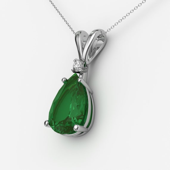 Emerald Necklace Sterling Silver / 925 Silver Emerald - Etsy