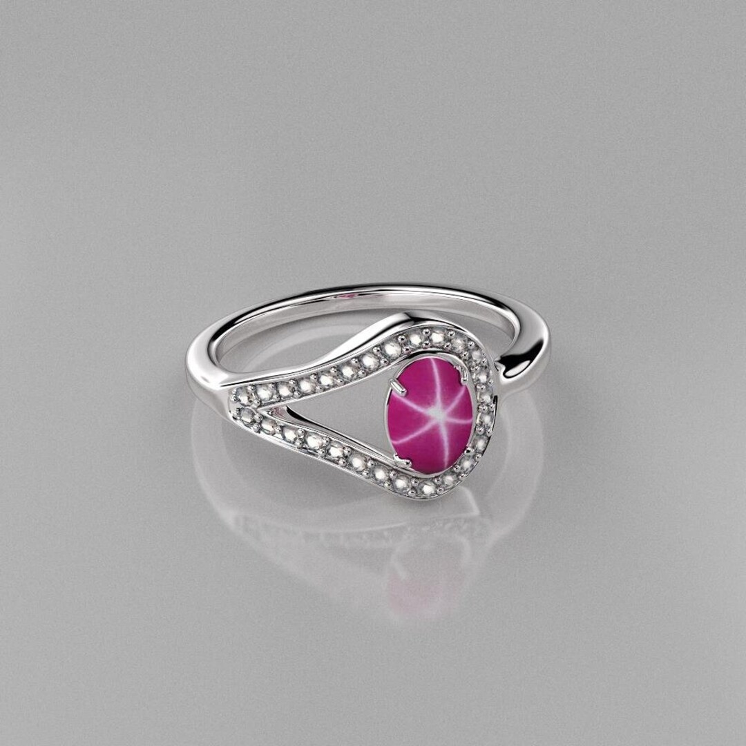 Pink Star Ruby Sterling Silver Ring for Women / Gift for Her / 6-ray Star - Etsy