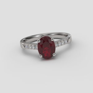 Ruby Ring Sterling Silver 925 / Engagement Gemstone Ring for Women - Etsy