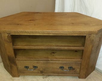 Rustic Plank Furniture NEW Real Solid Wood Corner Tv Cabinet | Etsy UK