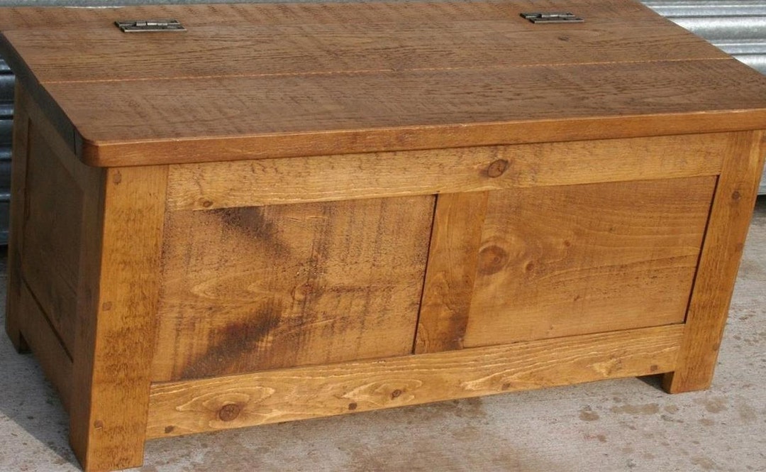 Rustic Plank Furniture NEW Real Solid Wood Blanket Box Toy Box Chest ...