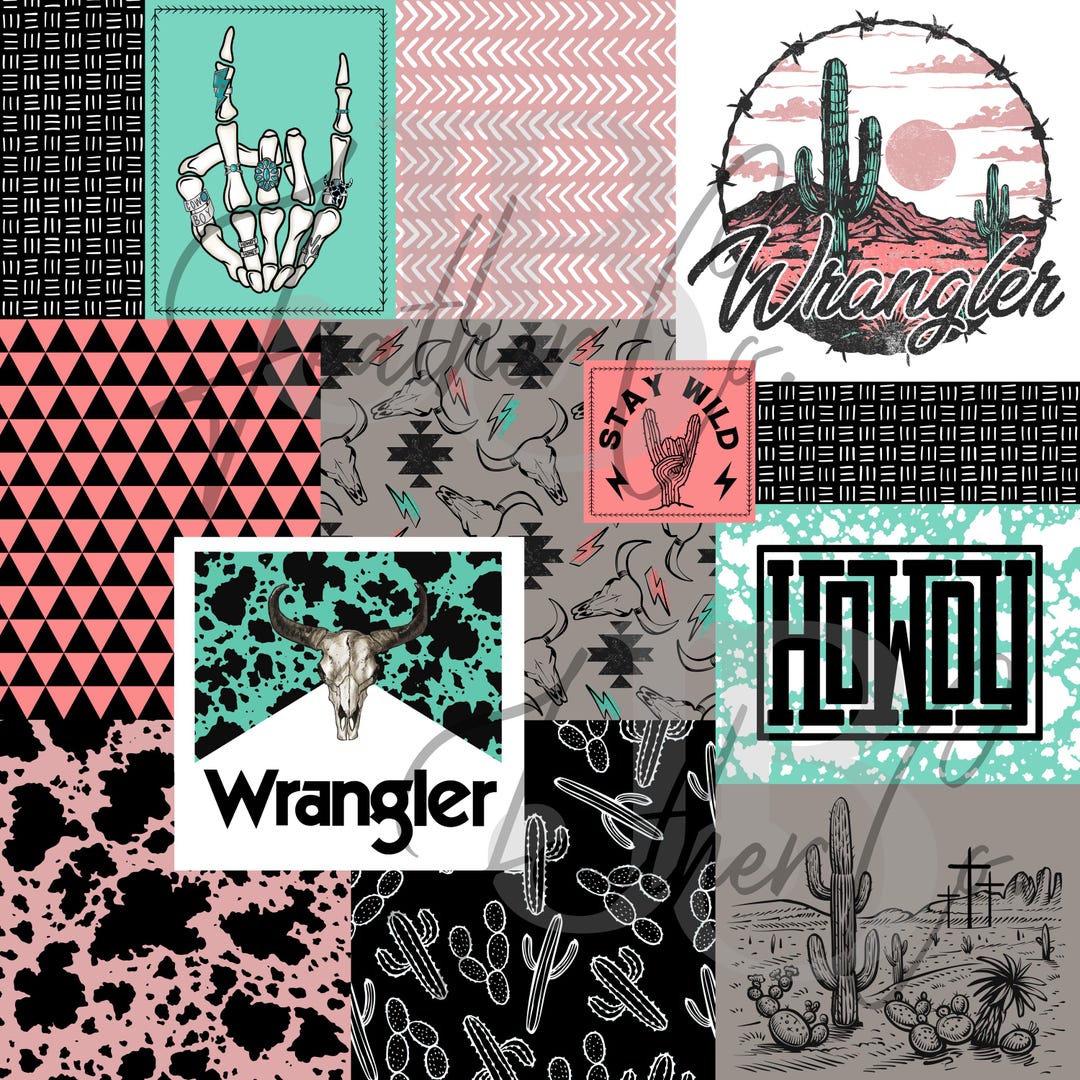 Country Western Wrangler Patchwork Seamless - Etsy