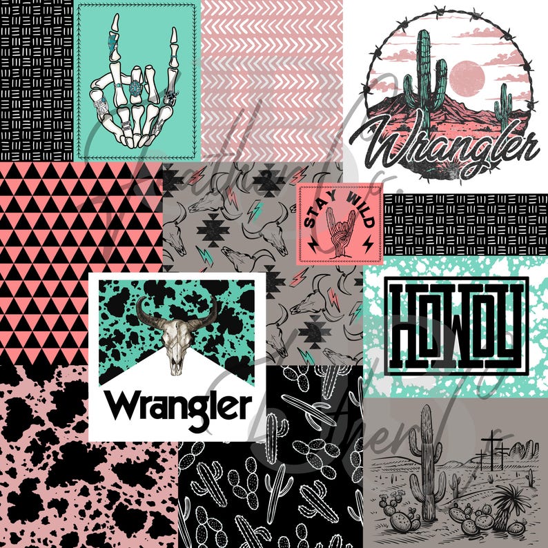 Country Western Wrangler Patchwork Seamless - Etsy