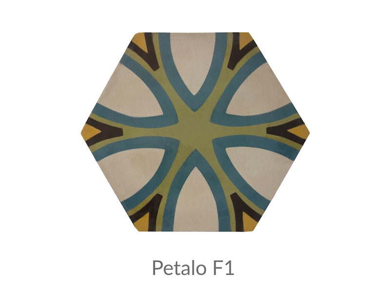 Cement Tile- Petalo Style // 8 Inch Hexagon Tile Set // 12 Piece Set ...