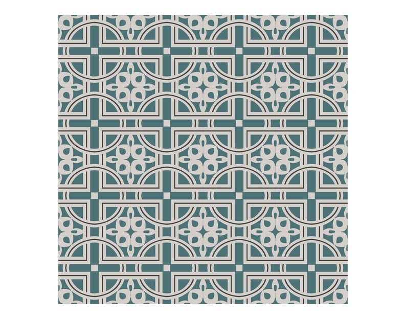 Cement Tile- Circle Flower Style // 8 Inch Square Tile Set // 12 Piece ...