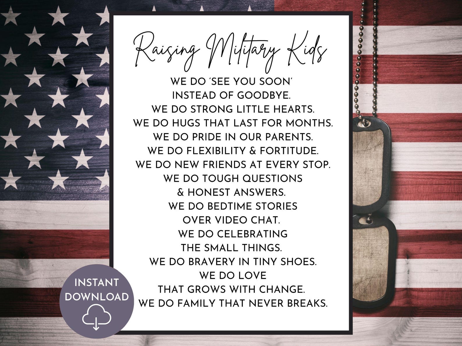 Raising Military Kids Canvas Military Family Wall Art Printable ...