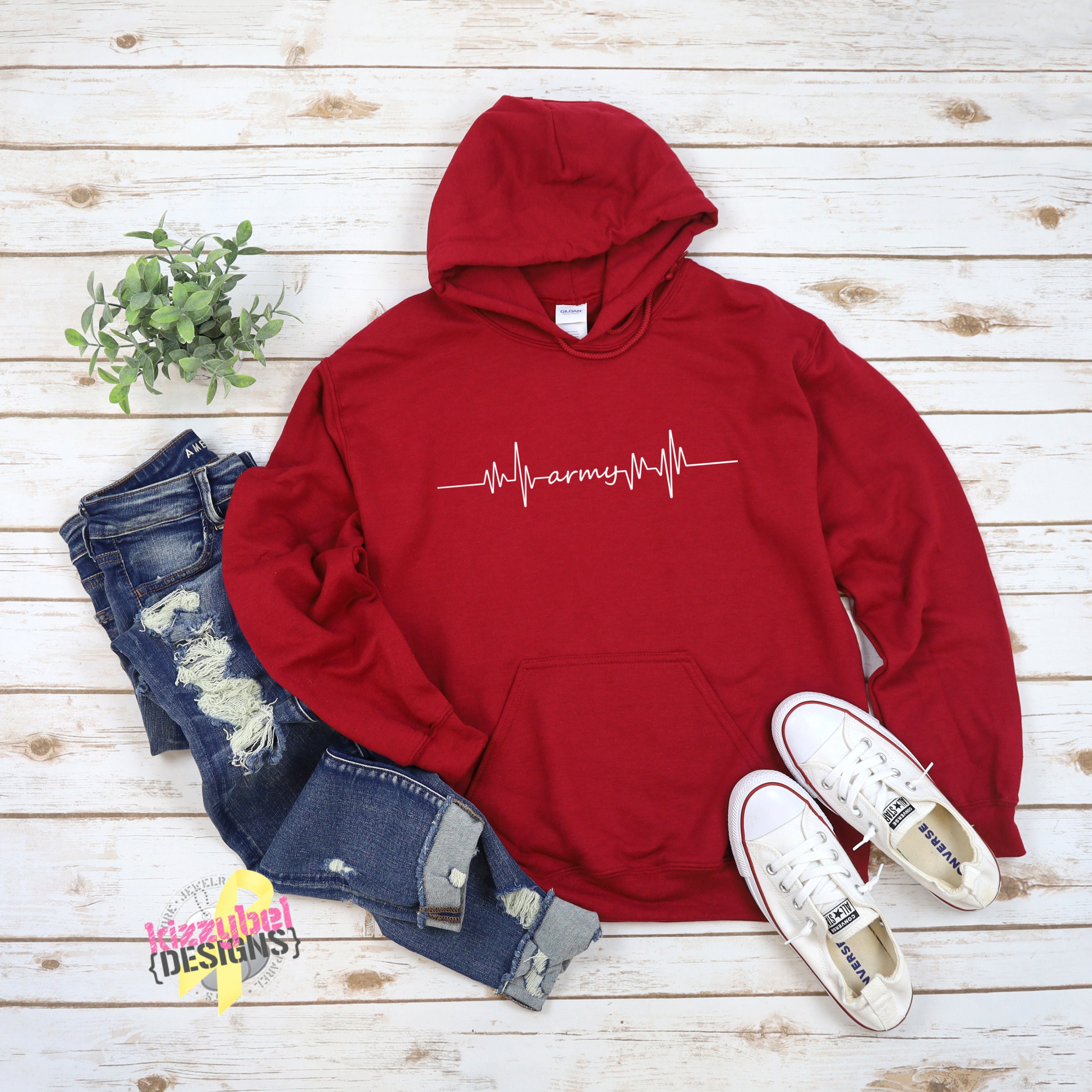 Heartbeat Army Hoodie Army Girlfriend Army Mom Army Wife | Etsy