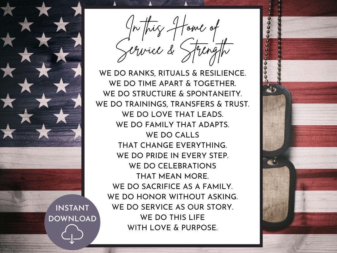 In This Home of Service and Strength Military Family Wall Art Printable ...