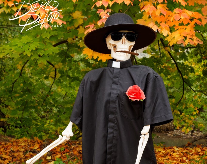Skeleton Preacher on A Bicycle Photo, Halloween Gift Photo, Skeleton ...