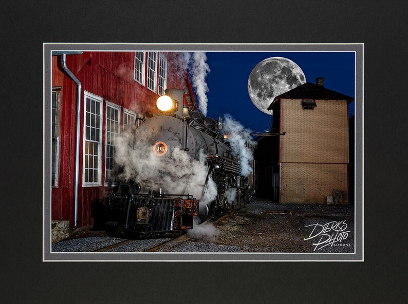 East Broad Top RR Vintage Steam Locomotive Photo at Night, Railroad ...