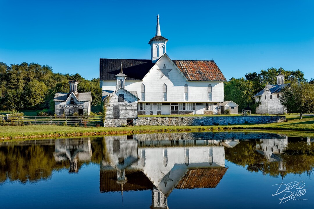 Original Star Barn With Reflecting Pond Photo, Victorian Gothic Revival ...