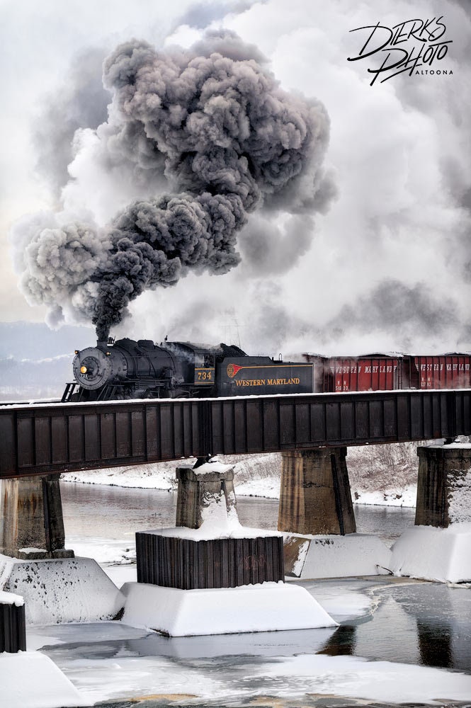 Winter Steam Train on Bridge Photo, Vintage Steam Engine, Train Gift ...