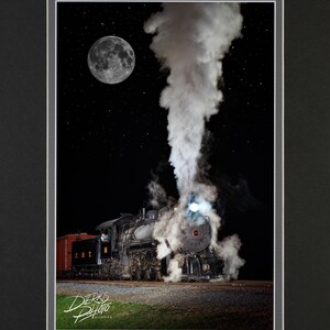 Vintage Railroad Steam Locomotive Makes Smoke at Night Photo, Train at ...