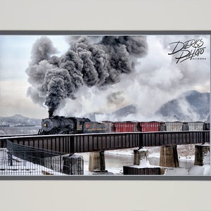 Winter Railroad Steam Train, Vintage Steam Engine, Train Gift, Western ...