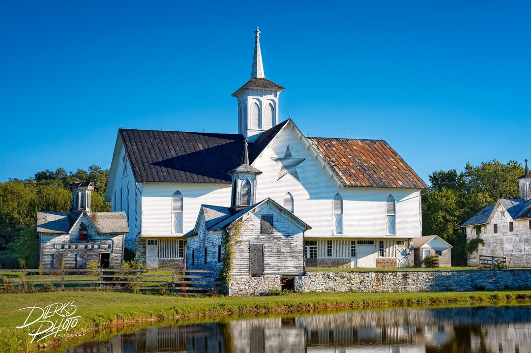Original Star Barn With Reflecting Pond Photo, Victorian Gothic Revival ...