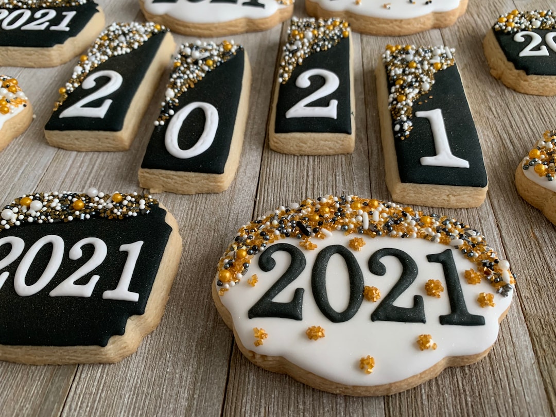 New Year Cookies, Year Cookies, Christmas Cookies, Gifts- 1 Dozen (12 ...