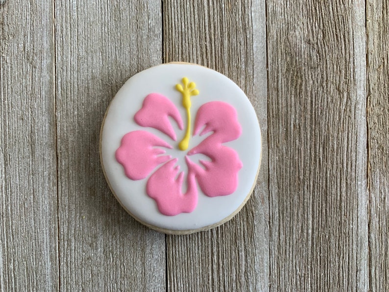 Hibiscus Flower Cookies Flower Cookies Birthday Cookies | Etsy