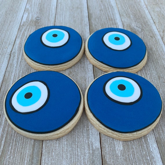 Evil Eye Cookies Blue Evil Eye cookies Birthday Cookies | Etsy