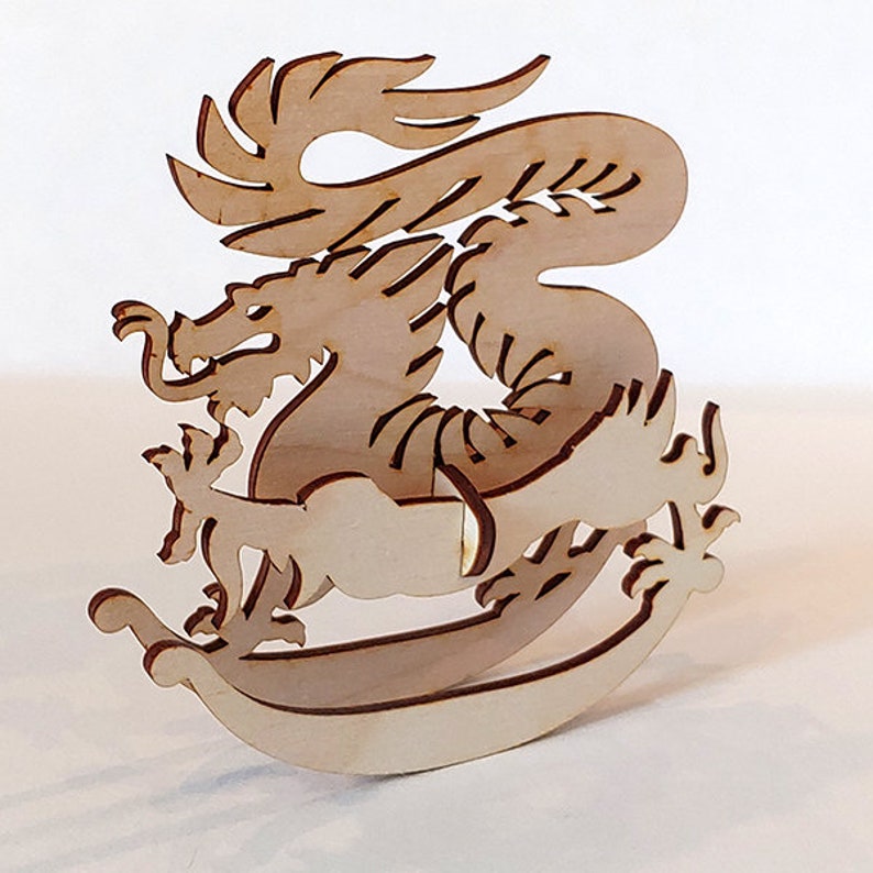 Dragon Laser Cut Wooden Puzzle Rocker. Vector File for Laser - Etsy