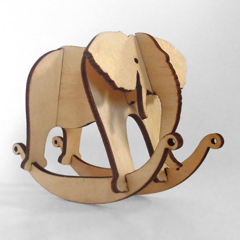 Elephant Laser Cut Wooden Puzzle Rocker. Vector File for Laser | Etsy