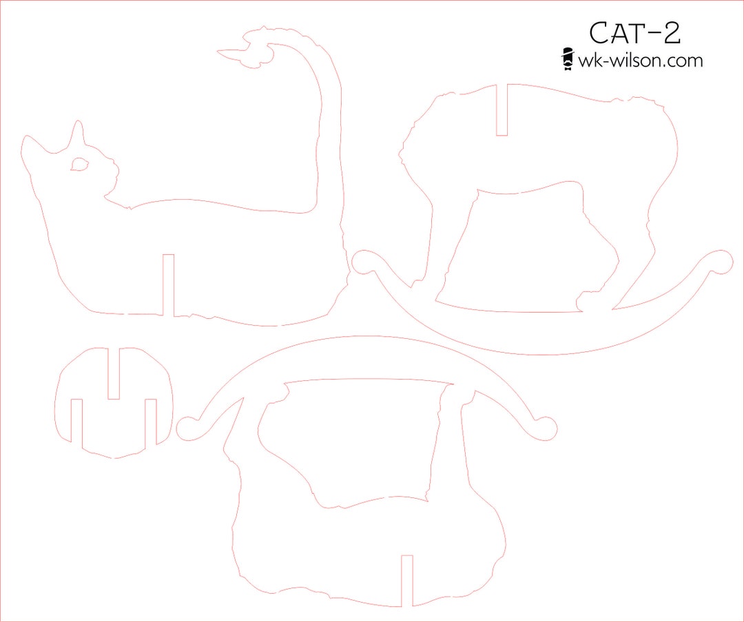 Cat Laser Cut Wooden Puzzle Rocker. Vector File for Laser Cutting, CNC ...