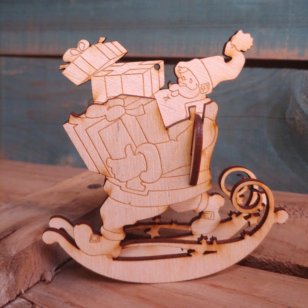 Santa With Presents Laser Cut Wooden Puzzle Rocker. Vector File for ...