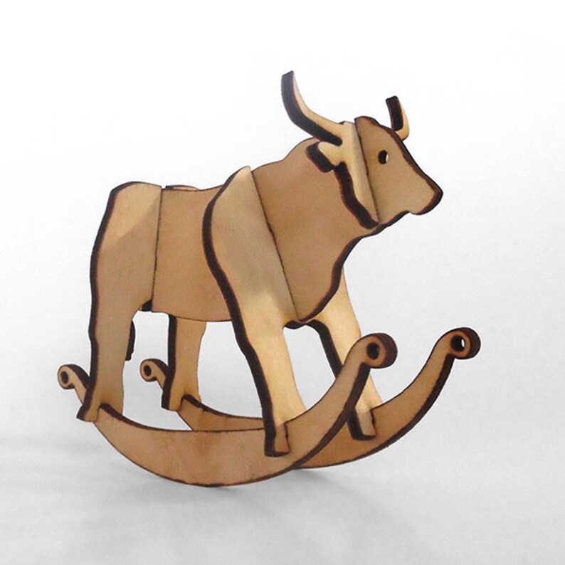 Covered Wagon and Oxen Cut Wooden Puzzle Rocker. Vector File for Laser ...