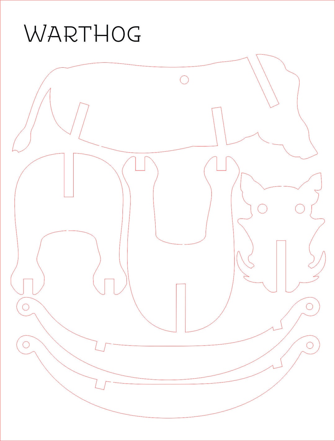 Warthog Laser Cut Wooden Puzzle Rocker. Vector File for Laser - Etsy