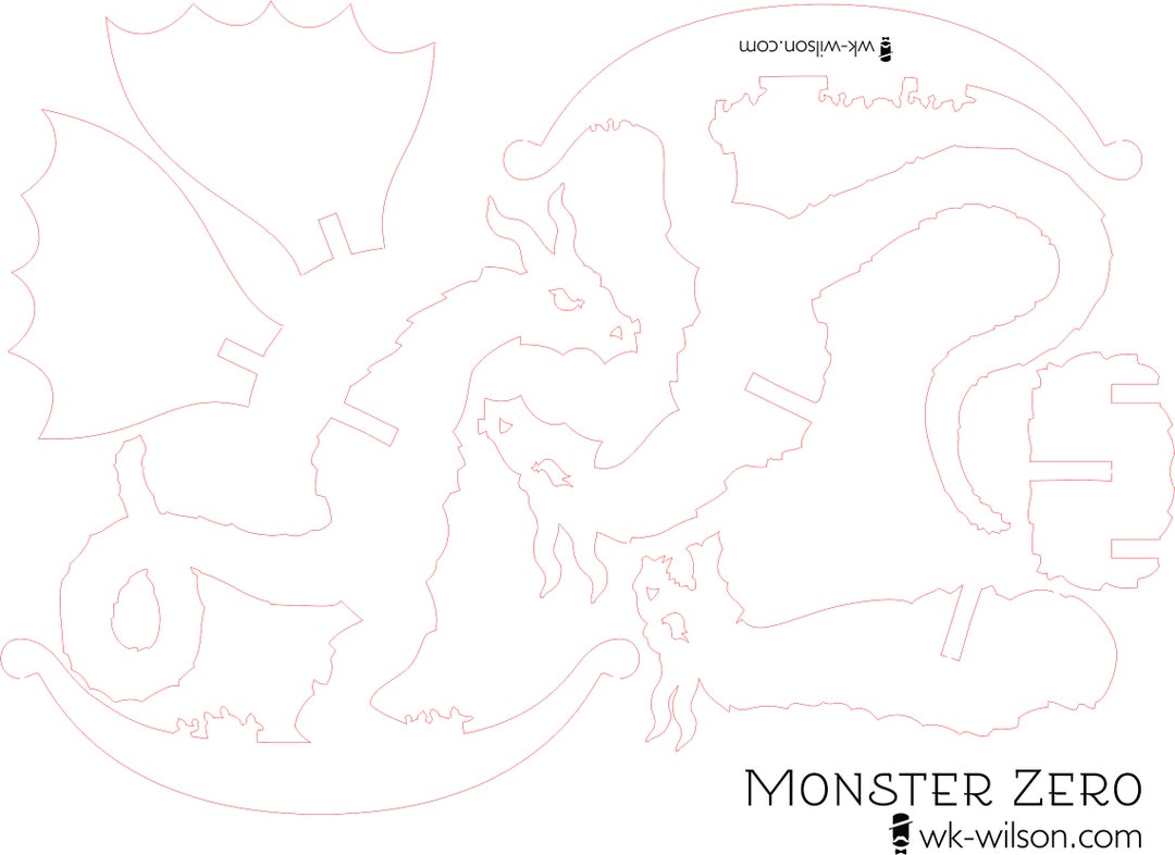 Monster Zero Cut Wooden Puzzle Rocker. Vector File for Laser Cutting ...