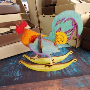 Rooster Laser Cut Wooden Puzzle Rocker. Vector File for Laser Cutting ...