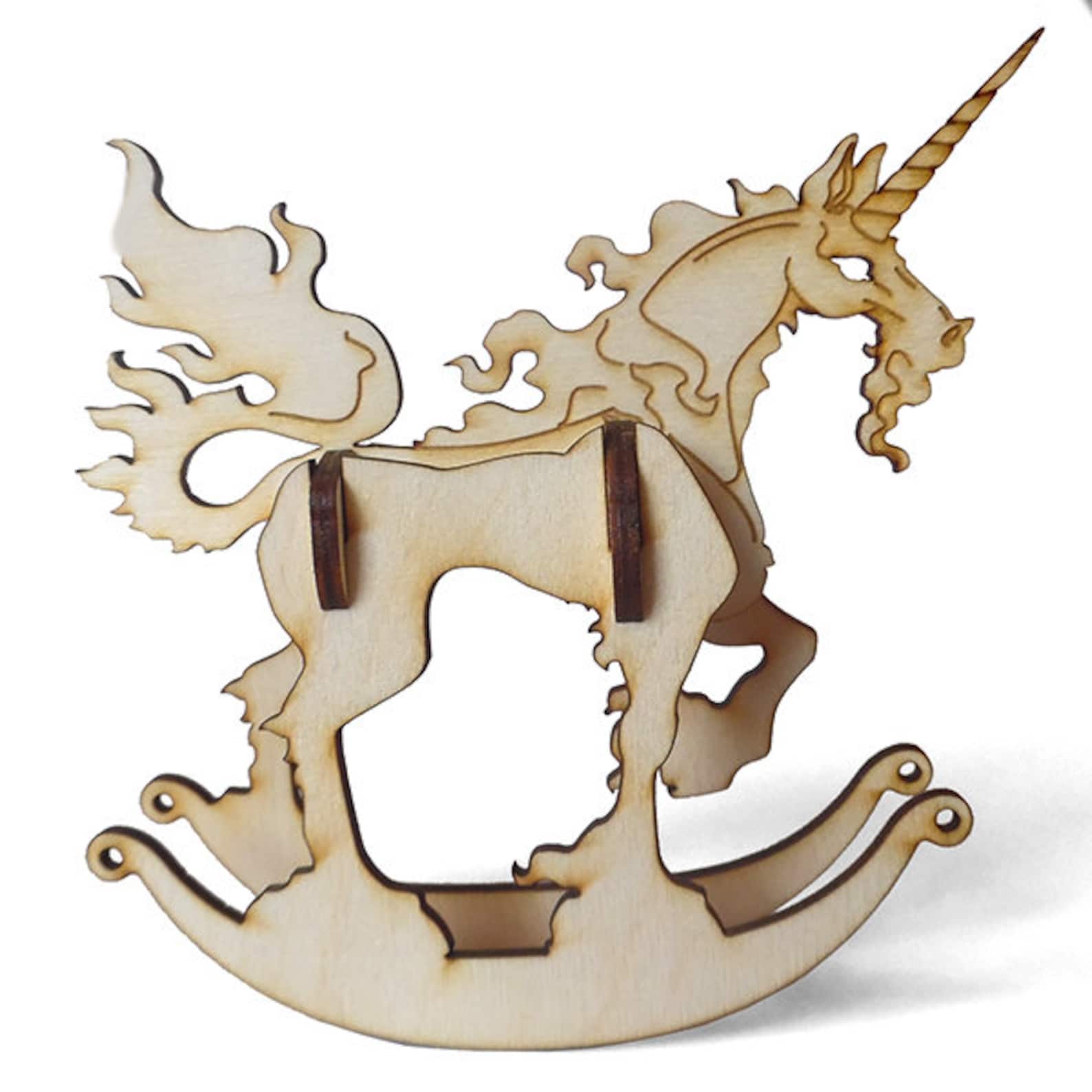 Unicorn Cut Wooden Puzzle Rocker. Vector File for Laser Cutting, CNC ...