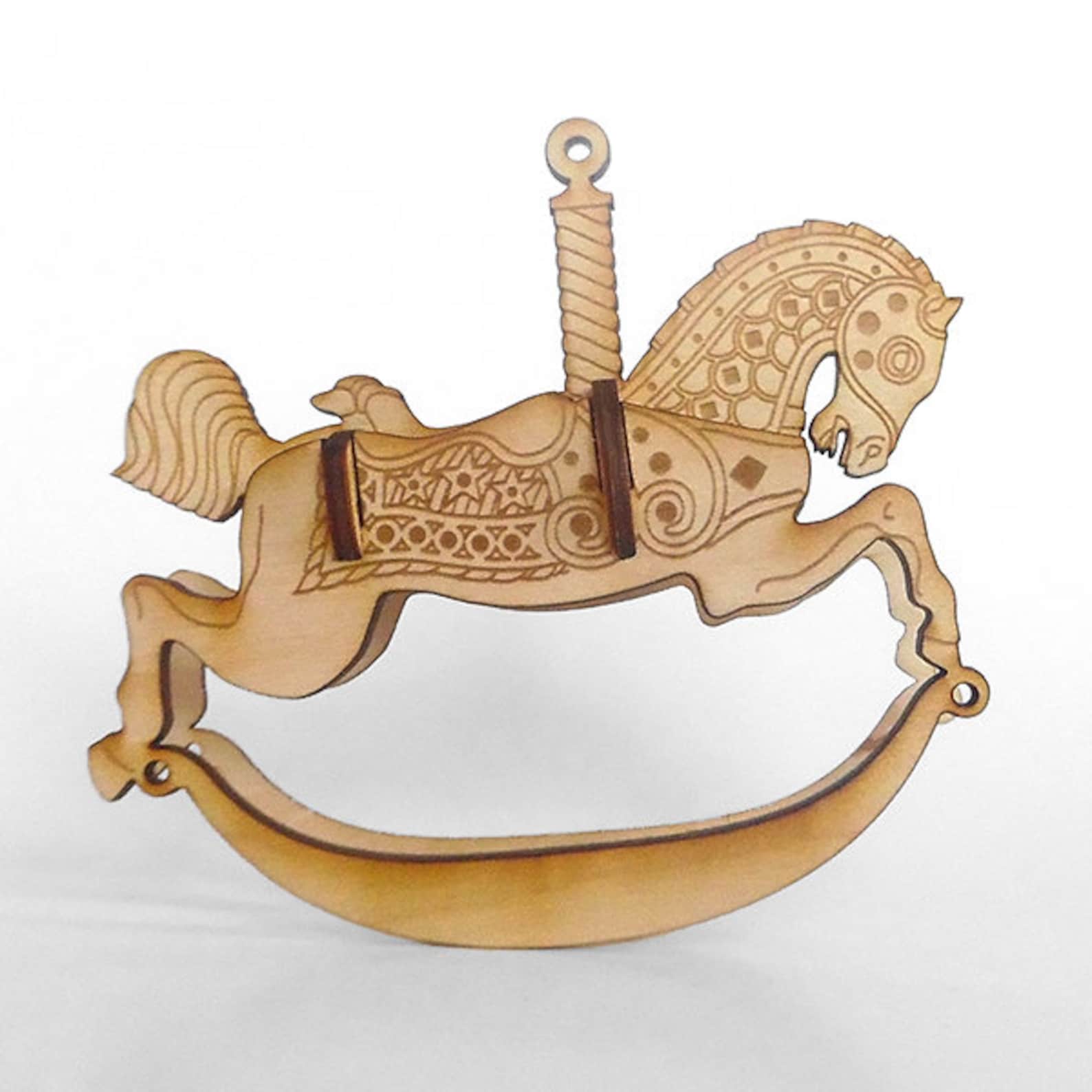 Carousel Horse Laser Cut Wooden Puzzle Rocker. Vector File for - Etsy