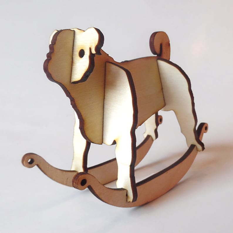 Pug Dog Laser Cut Wooden Puzzle Rocker. Vector File for Laser - Etsy